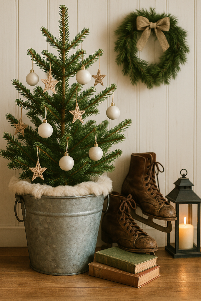 Decorating for Christmas with Vintage Galvanized Buckets - Funky Vintiques